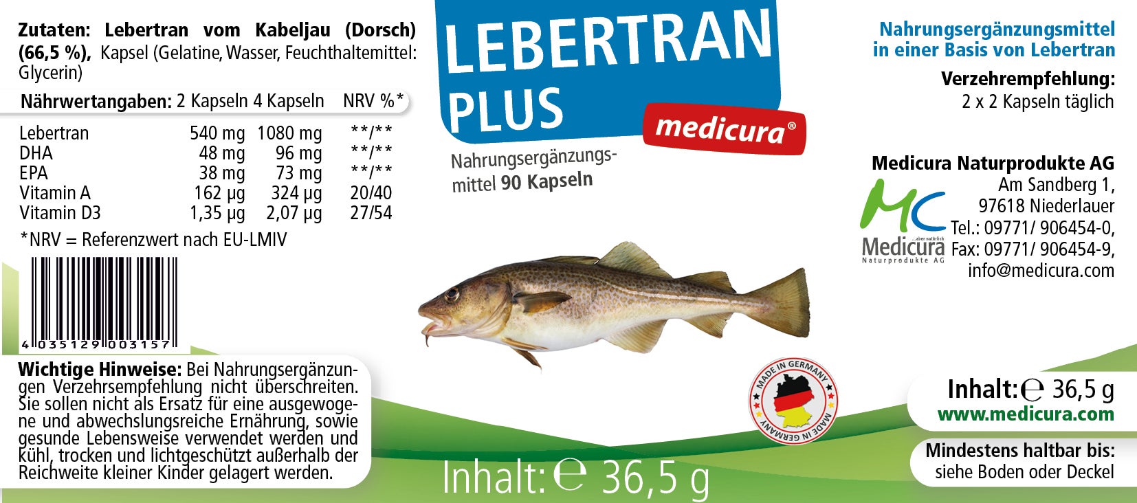 Lebertran Plus - 90 Kapseln